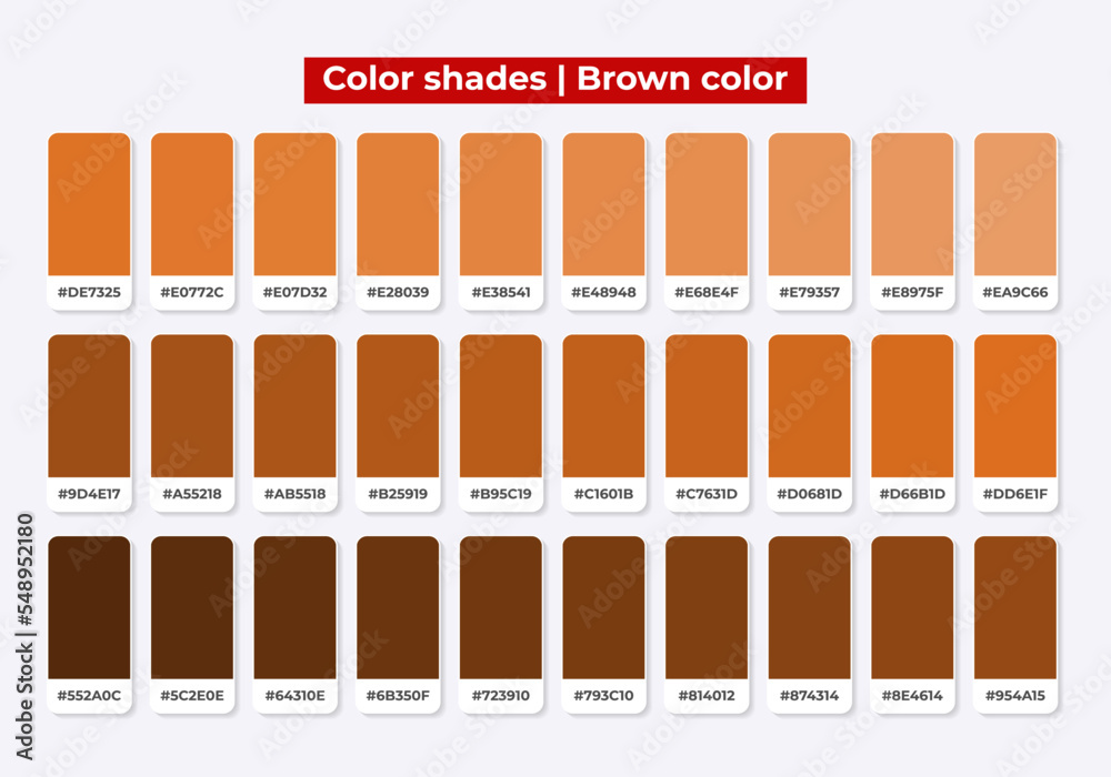 Color palette, Brown color shades, Color harmony, Set of trendy flat ...