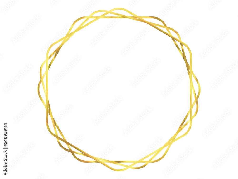 Gold frame circle with rounded corners, luxury metallic overlay golden ...