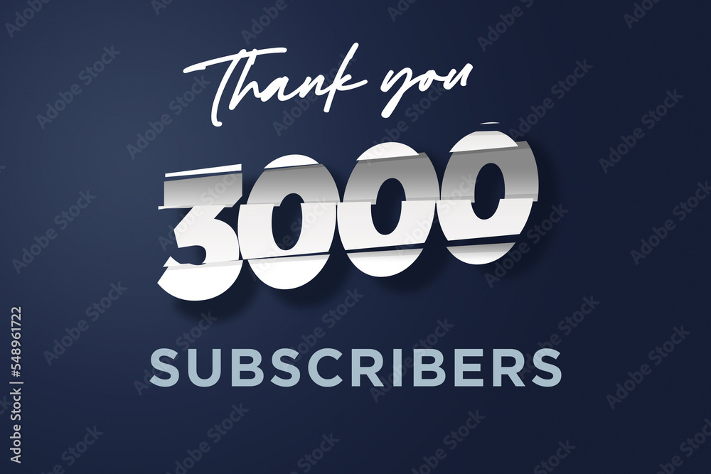 3000 subscribers celebration greeting banner with cutting Design Stock ...