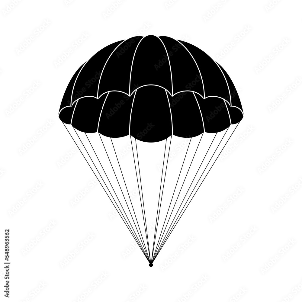 Parachute icon isolated on white background. Free descent and flight in ...