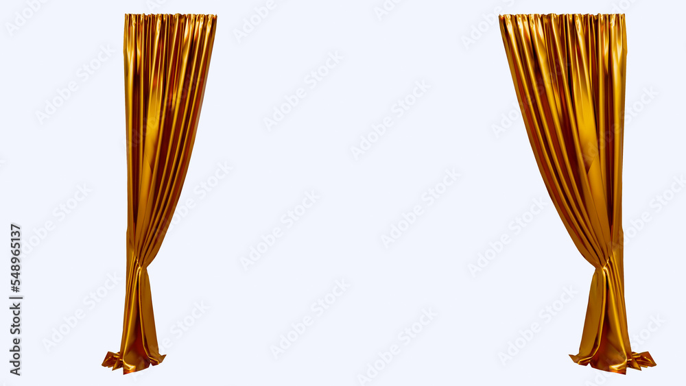 Luxury Gold curtain of a theater or a opera opening on PNG white ...