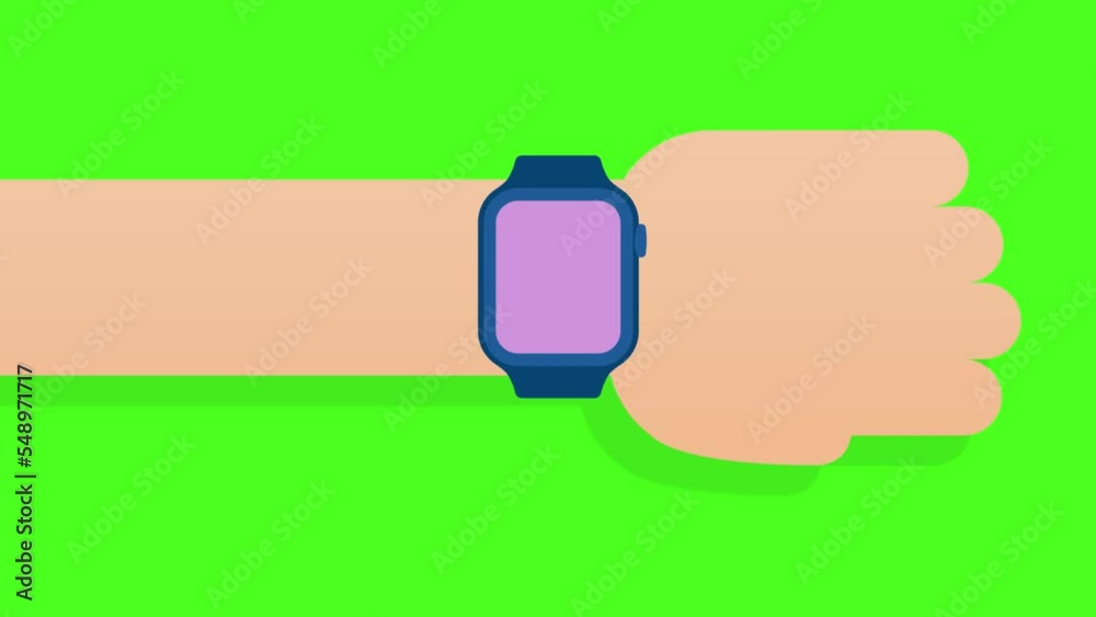 Smart Watch Animated Mockup with Green Screens for Showing Mobile App ...