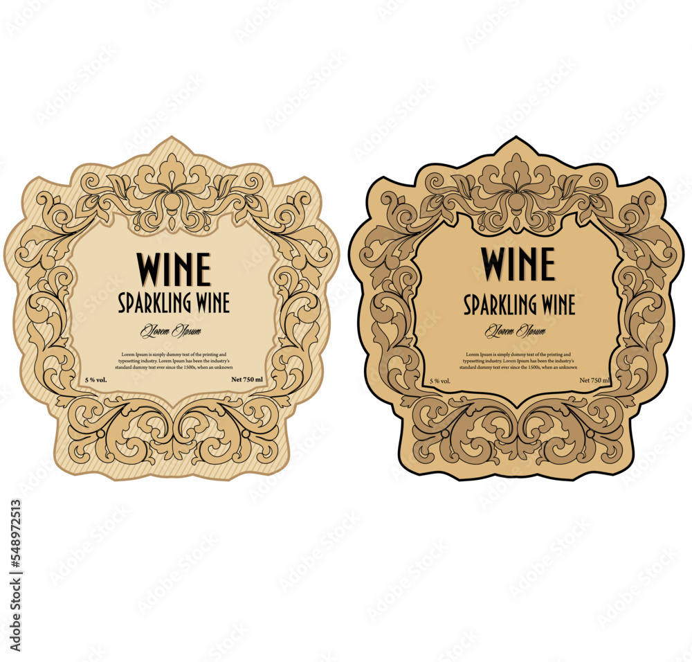 Wine Label Vintage frame border retro label hand drawn antique ...