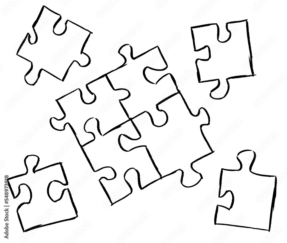 Puzzle mit einzelnen Puzzleteilen Stock Illustration | Adobe Stock