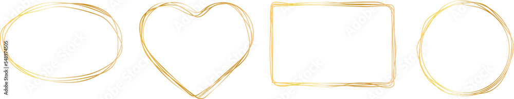 Set of geometric gold frame isolated on white.Golden Geometrical frames ...
