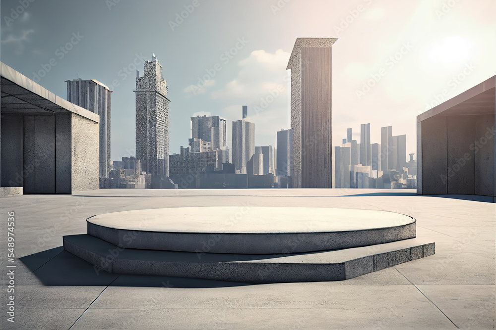 concrete product display podium for luxury product advertisement, city ...
