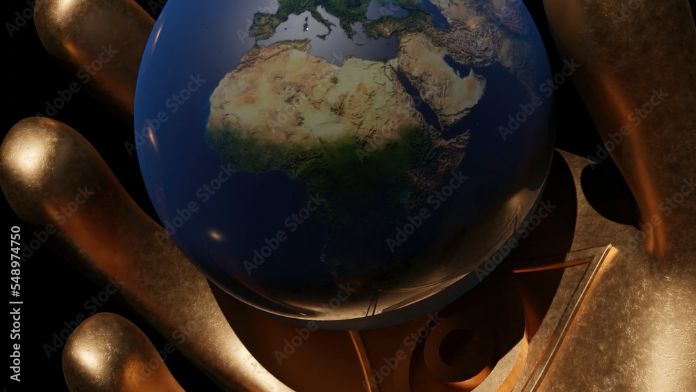 Planet earth rotates in hand. Design. 3D animation with rotating planet ...