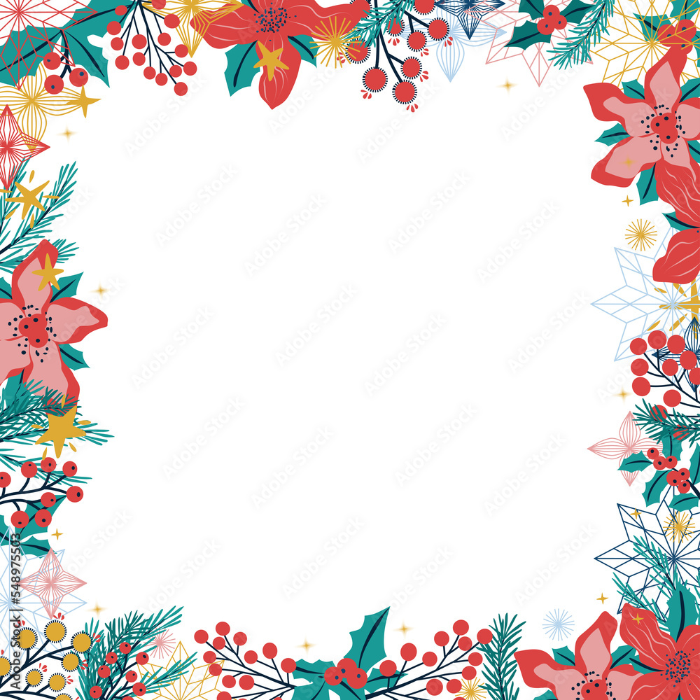 Marco decorativo con motivos de navidad. Marco con elementos aislados ...