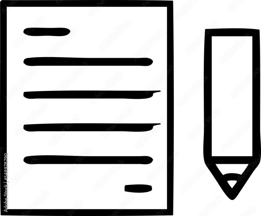 outline cartoon of a pencil and paper Stock Vector | Adobe Stock