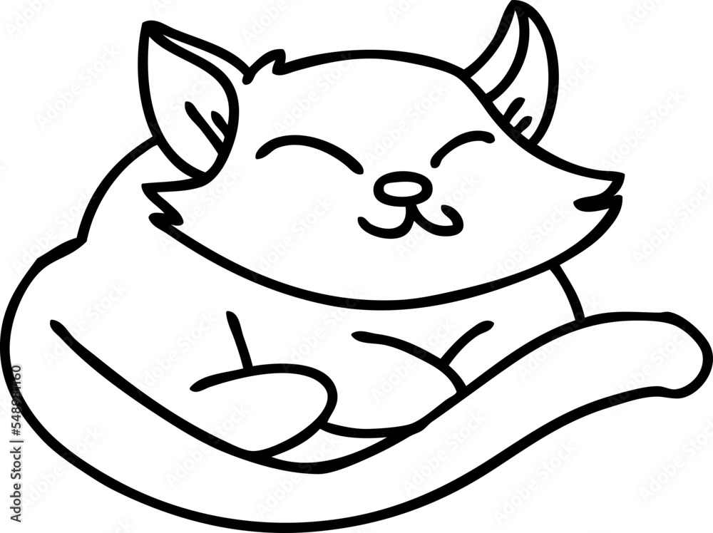 outline quirky cartoon cat Stock Vector | Adobe Stock