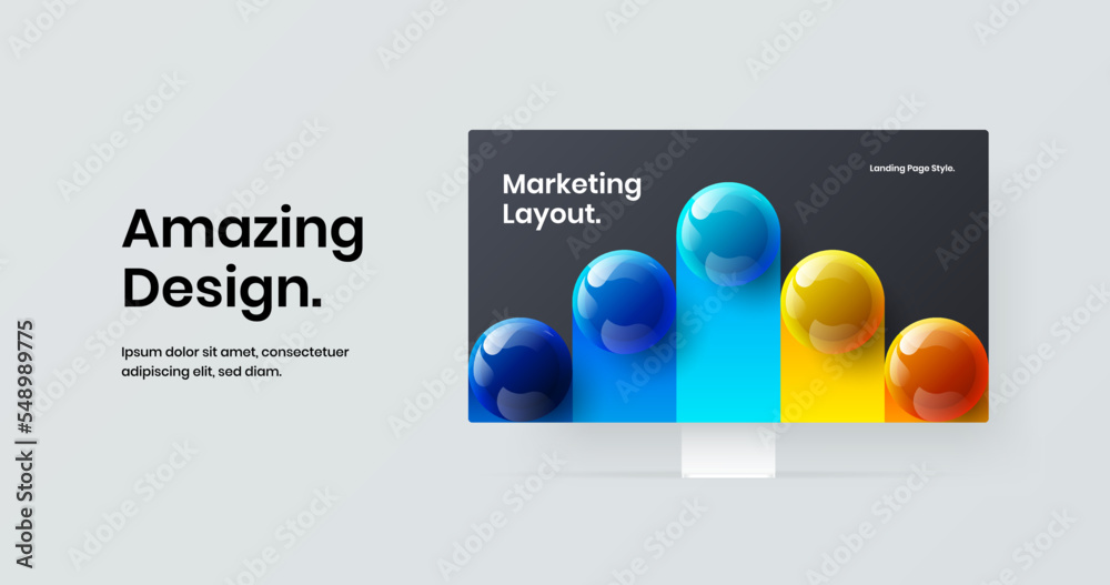 Clean computer monitor mockup web project template. Isolated landing ...