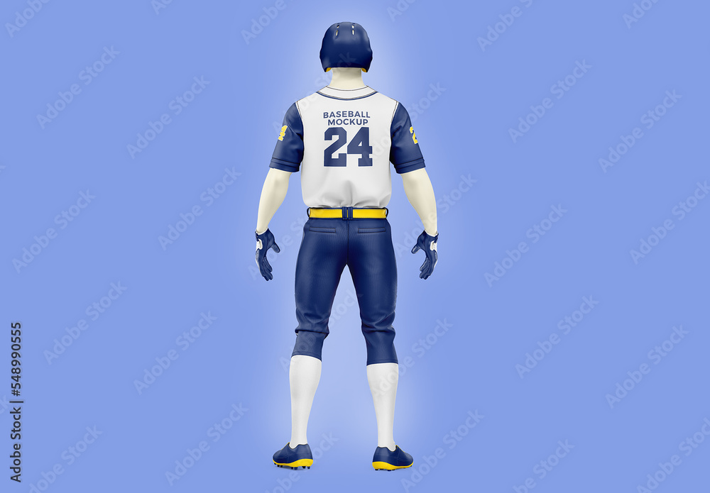 Baseball Uniform Mockup – Back View Stock Template | Adobe Stock
