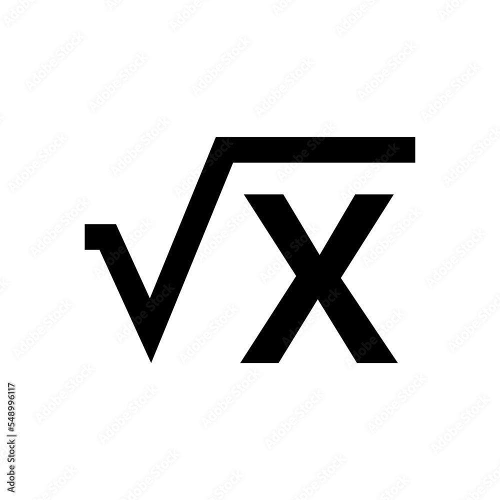 Vector illustration of x square root symbol, vector icon for science ...
