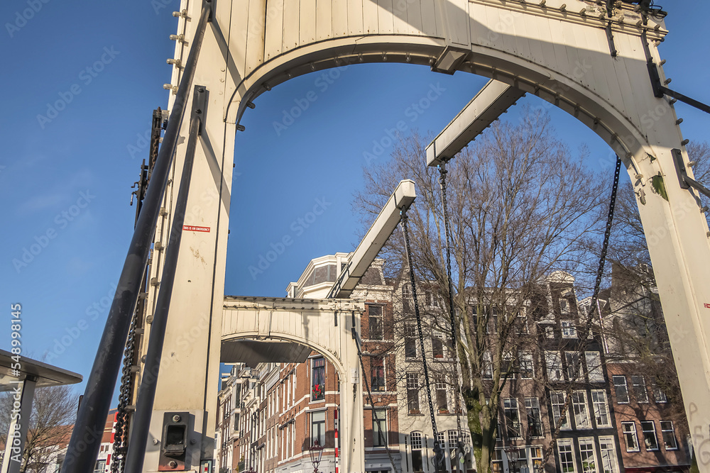 Typical draw-bridge in Amsterdam: The Walter Suskind bridge (from 1662 ...