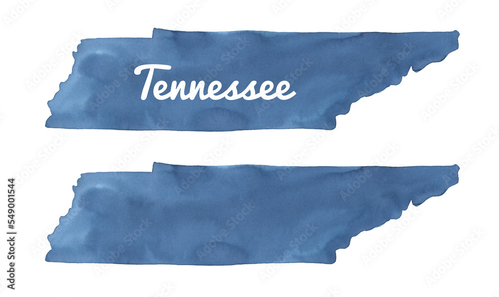 Watercolour illustration set of Tennessee State Map in two variation ...