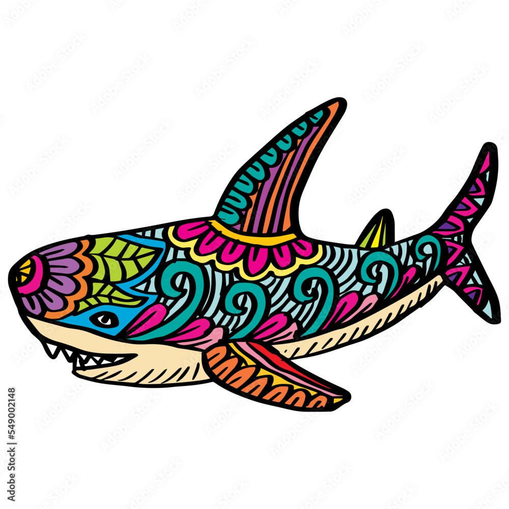 Shark drawing. Shark Zentangle style Stock Vector | Adobe Stock