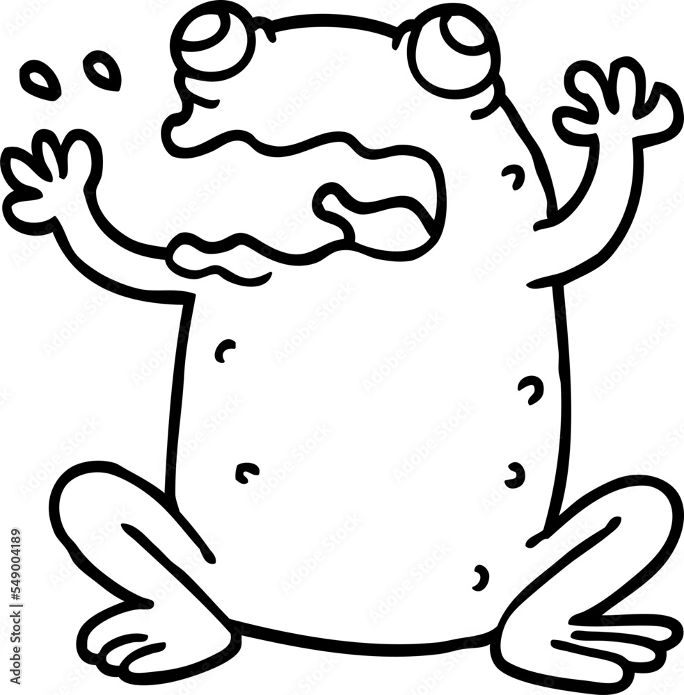 outline cartoon burping toad Stock Vector | Adobe Stock