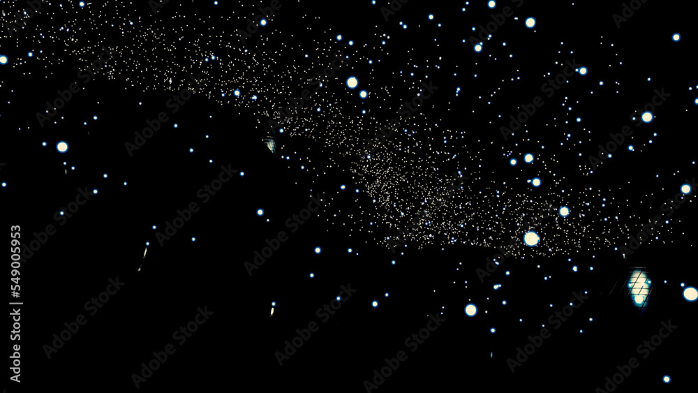 Dark background. Design.Small round particles in cartoon animation ...