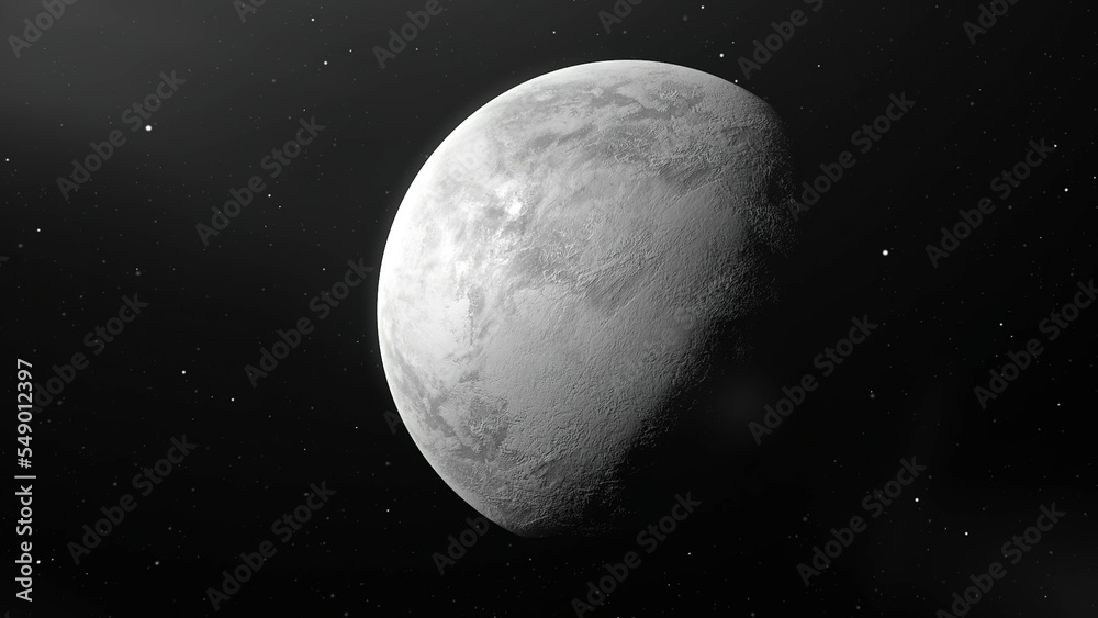 Rotating Moon in different phases with detailed surface. Motion. Outer ...