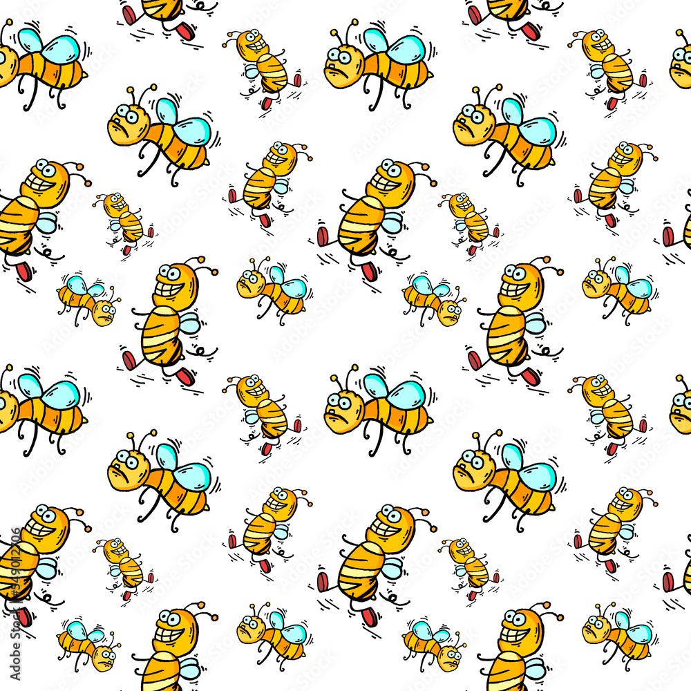 Cartoon Bees Pattern Clipart Stock Illustration | Adobe Stock