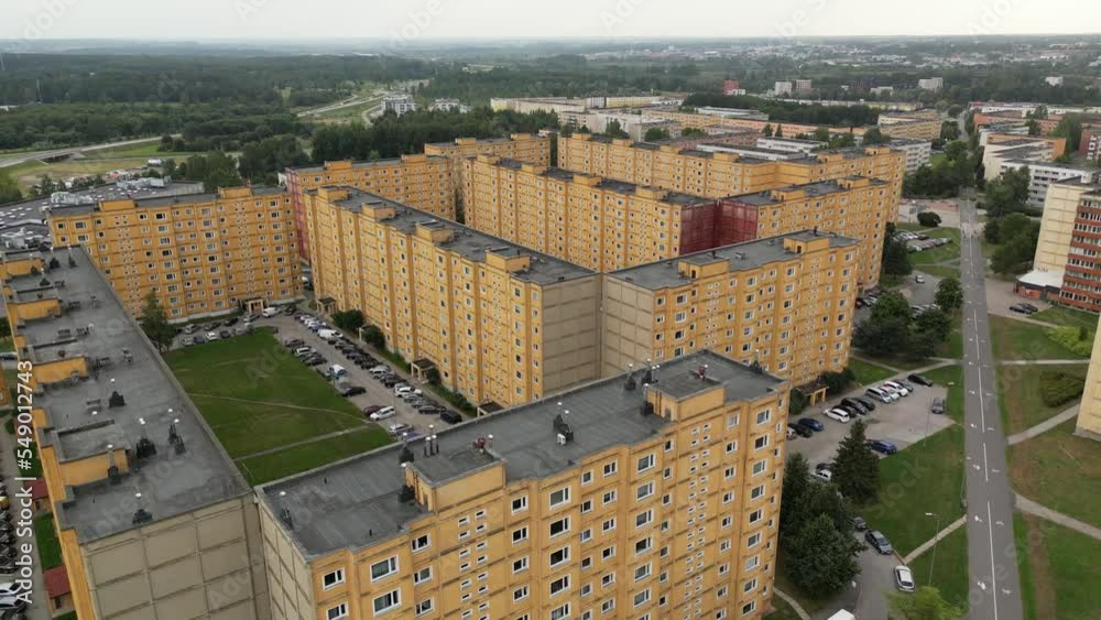 Vidéo Stock Chernobyl style old building. Aerial view over soviet ...