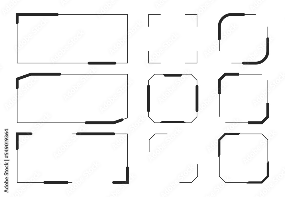 Set of black frames for digital industry. Collection of black frames ...
