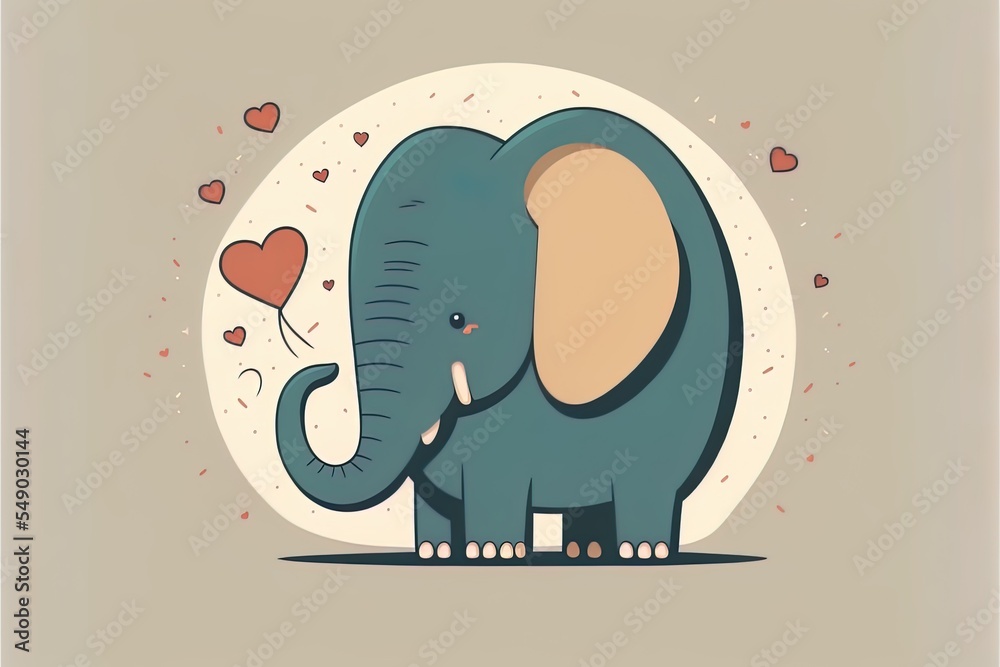 Cute Elephant With Love Sign Hand Cartoon 2D Illustrated Icon ...