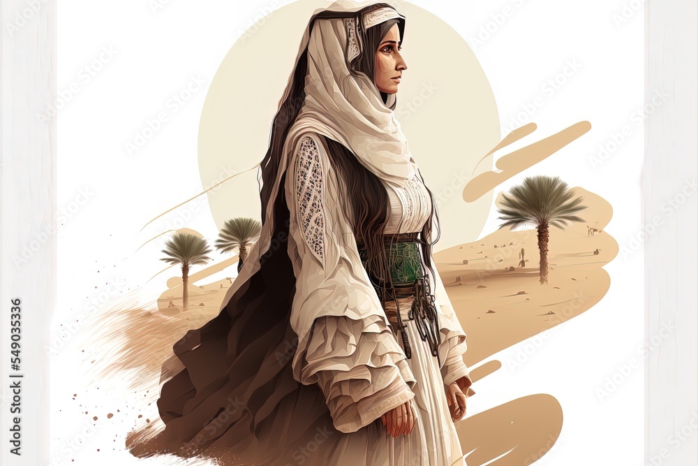 Saudi Emirates Girl Muslim Arabic Woman Wear Traditional Dress Isolated ...