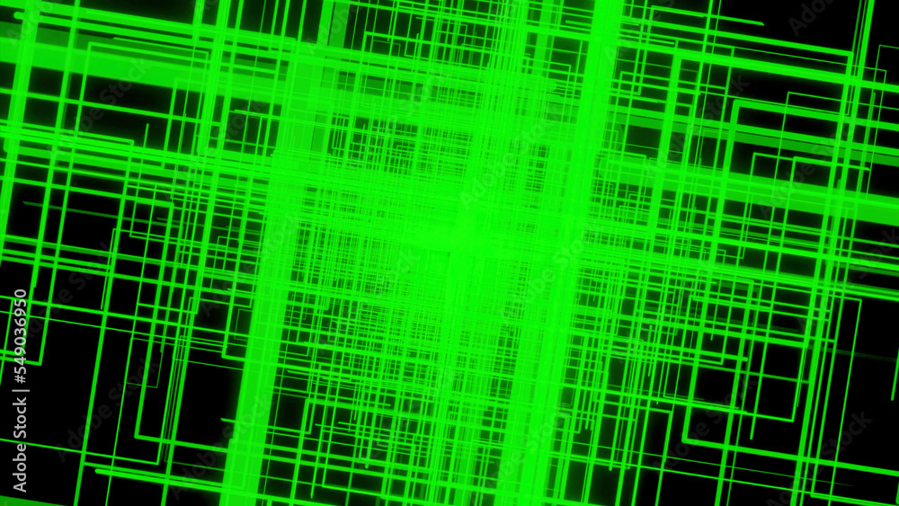 Black background. Design.The green bright grid in the animation ...