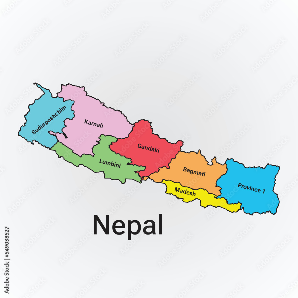 New maps of Nepal with province Stock Vector | Adobe Stock