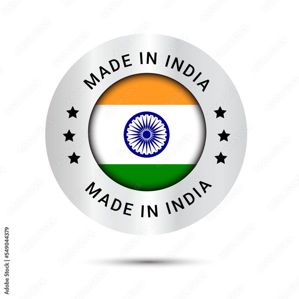 Made in India vector logo. Indian flag logo design Stock Vector | Adobe ...
