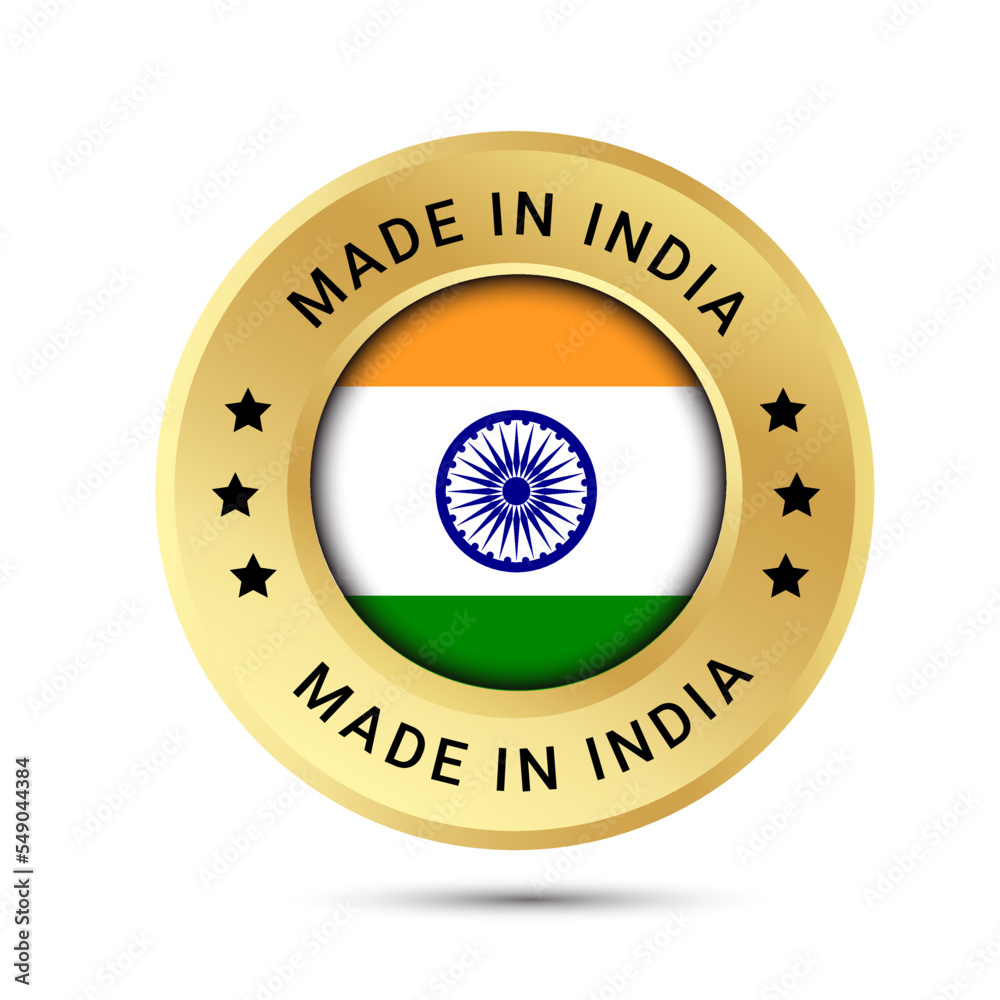 Made in India vector logo. Indian flag logo design Stock Vector | Adobe Stock