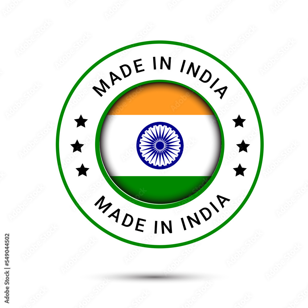 Made in India vector logo. Indian flag logo design Stock Vector | Adobe ...