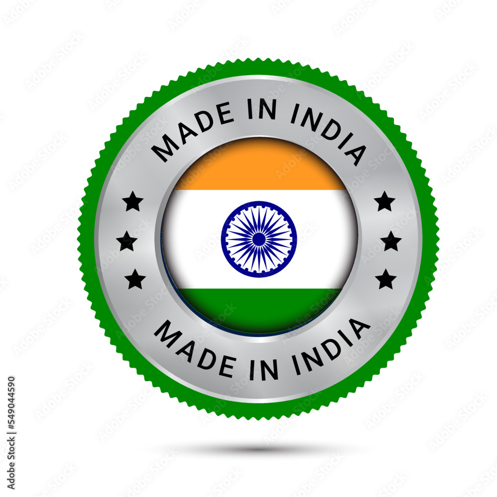 Made in India vector logo. Indian flag logo design Stock Vector | Adobe ...