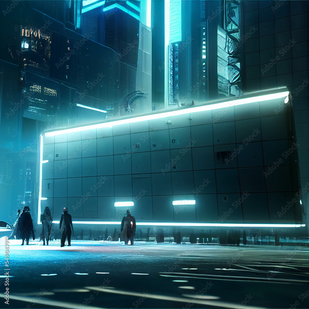 Cube-shaped building in a futuristic city Stock Illustration | Adobe Stock