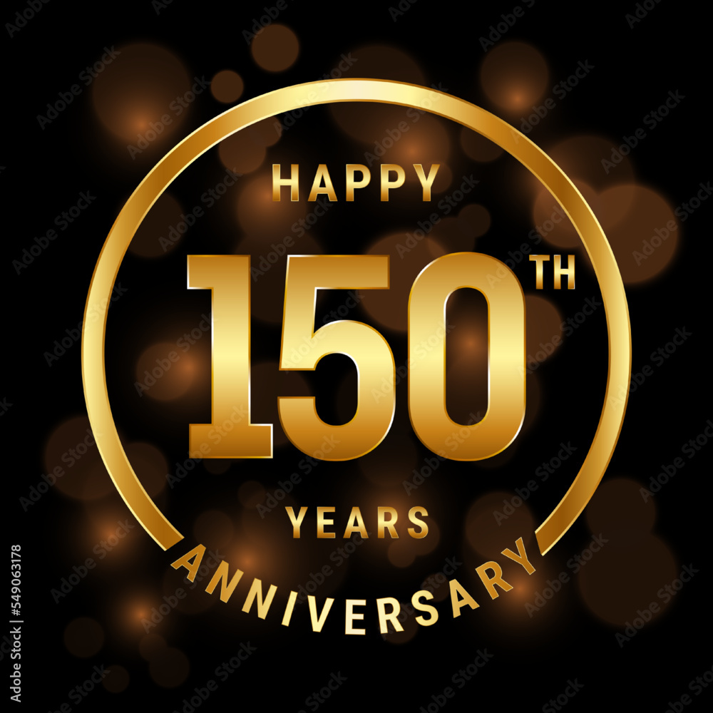 150th Anniversary. Anniversary template design with gold ring for ...