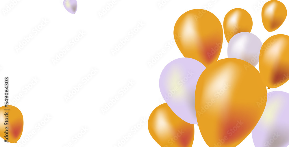 PNG. Orange yellow and white balloons with confetti on transparent ...