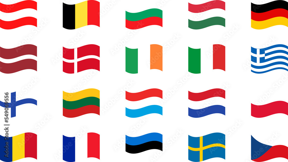 Flags of European countries. Flag vector icons on transparent ...