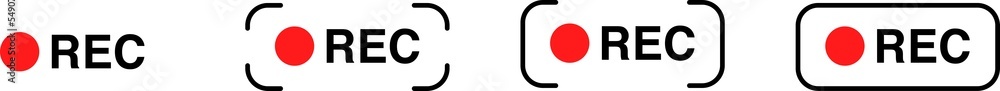REC vector icons. Set with recording symbols on transparent background ...