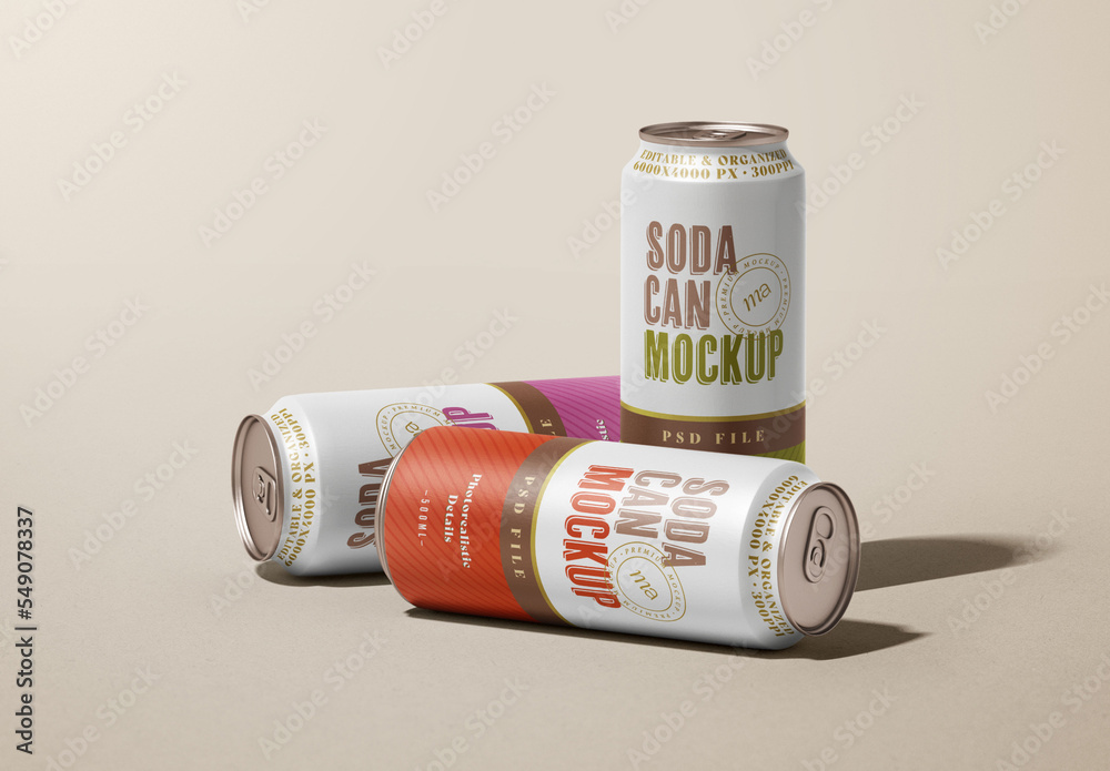Soda Can Mockup Stock Template | Adobe Stock