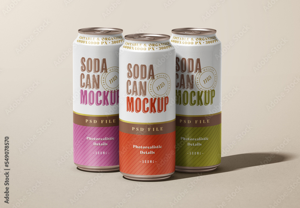 Soda Can Mockup Stock Template | Adobe Stock