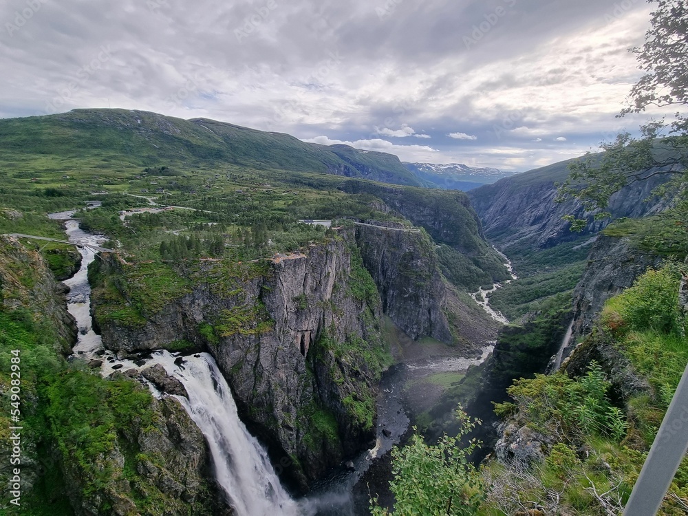 Beautiful view of the Voringfossen, a tourist attraction in Norway ...