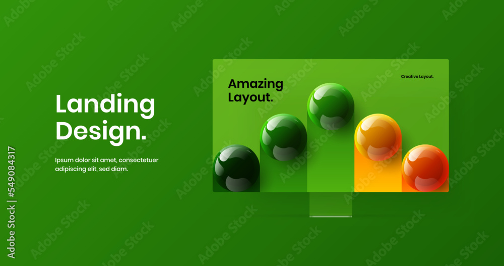 Simple landing page design vector layout. Isolated computer monitor ...