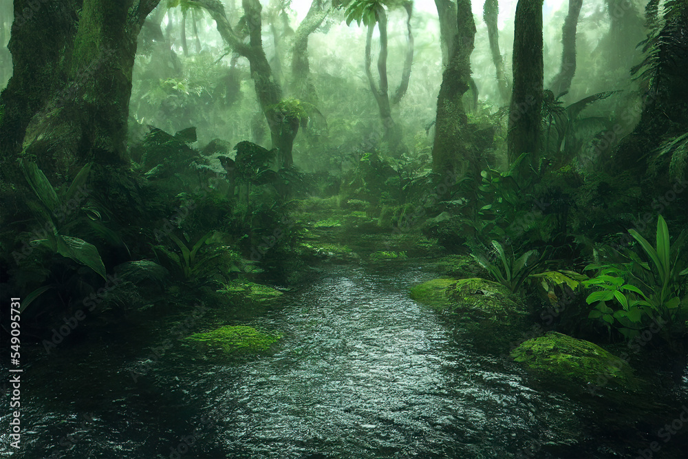 rain forest nature background Stock Illustration | Adobe Stock