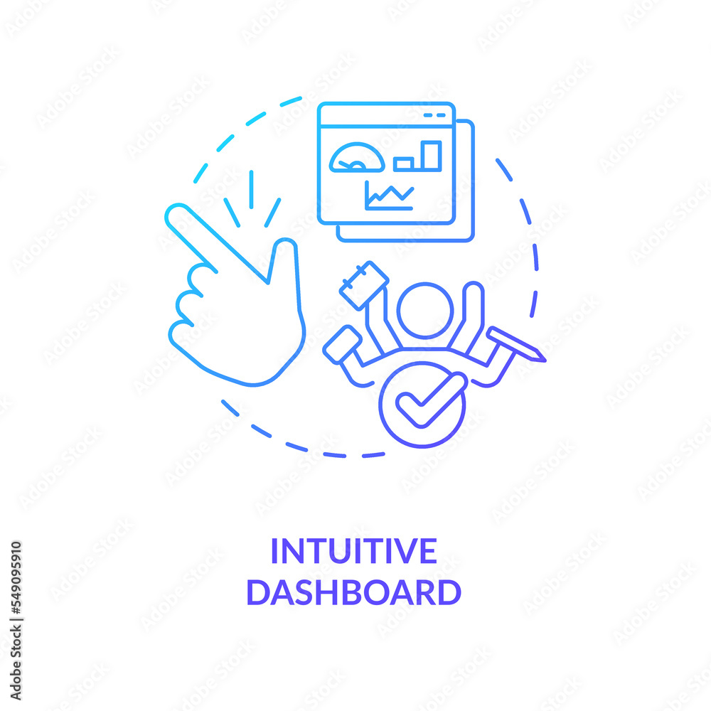 Intuitive dashboard blue gradient concept icon. Simple to use. Easy to ...