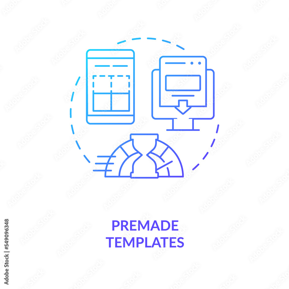 Premade templates blue gradient concept icon. Optimizing workflow ...