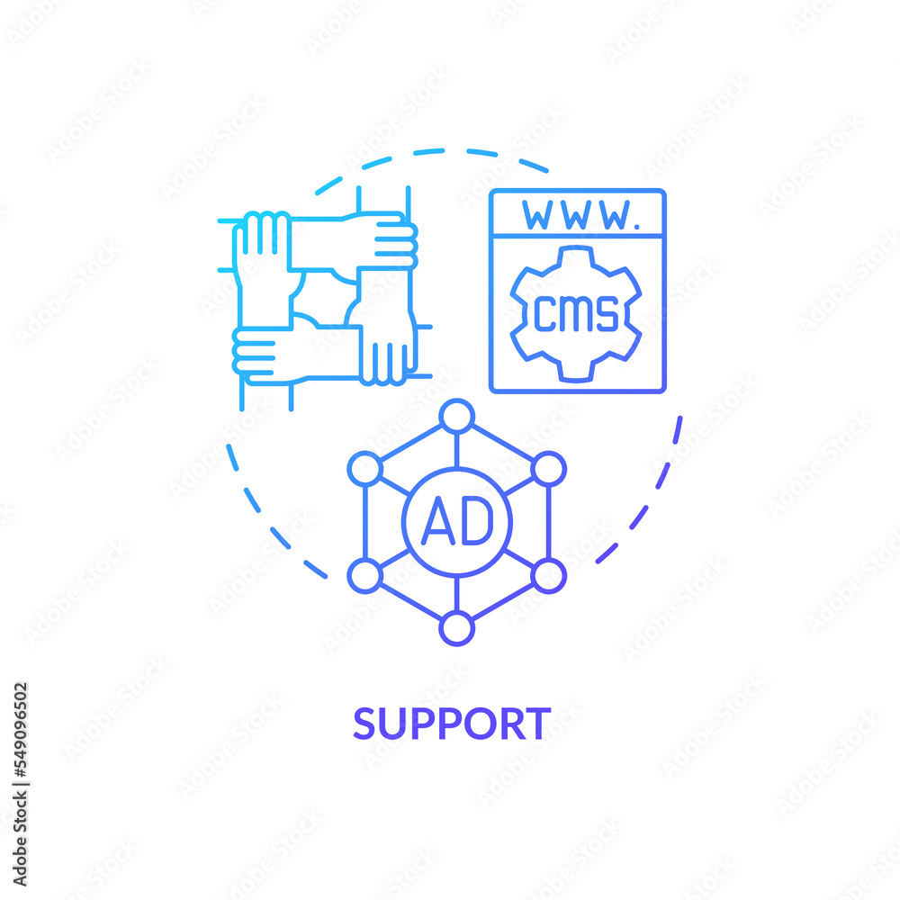 Support blue gradient concept icon. Customer service departments. Help ...