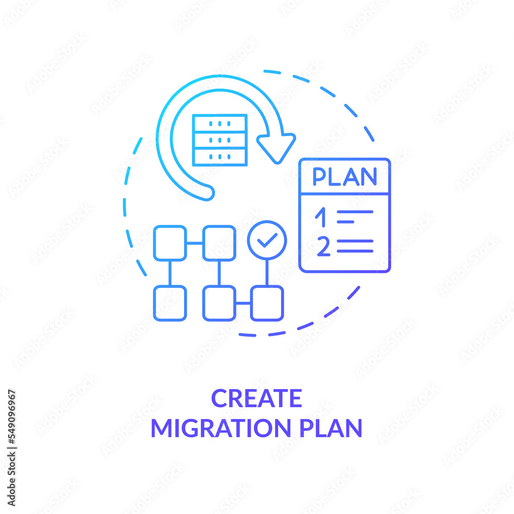Create migration plan blue gradient concept icon. Moving website to new ...