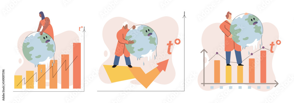 Global warming. High temperature and hot weather Earth. Climate change ...