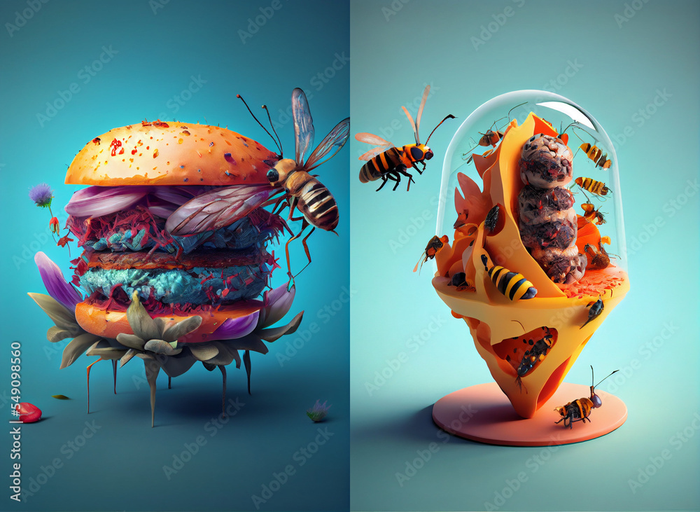 Food of the future. Food made from insects. High cuisine. Restaurant ...